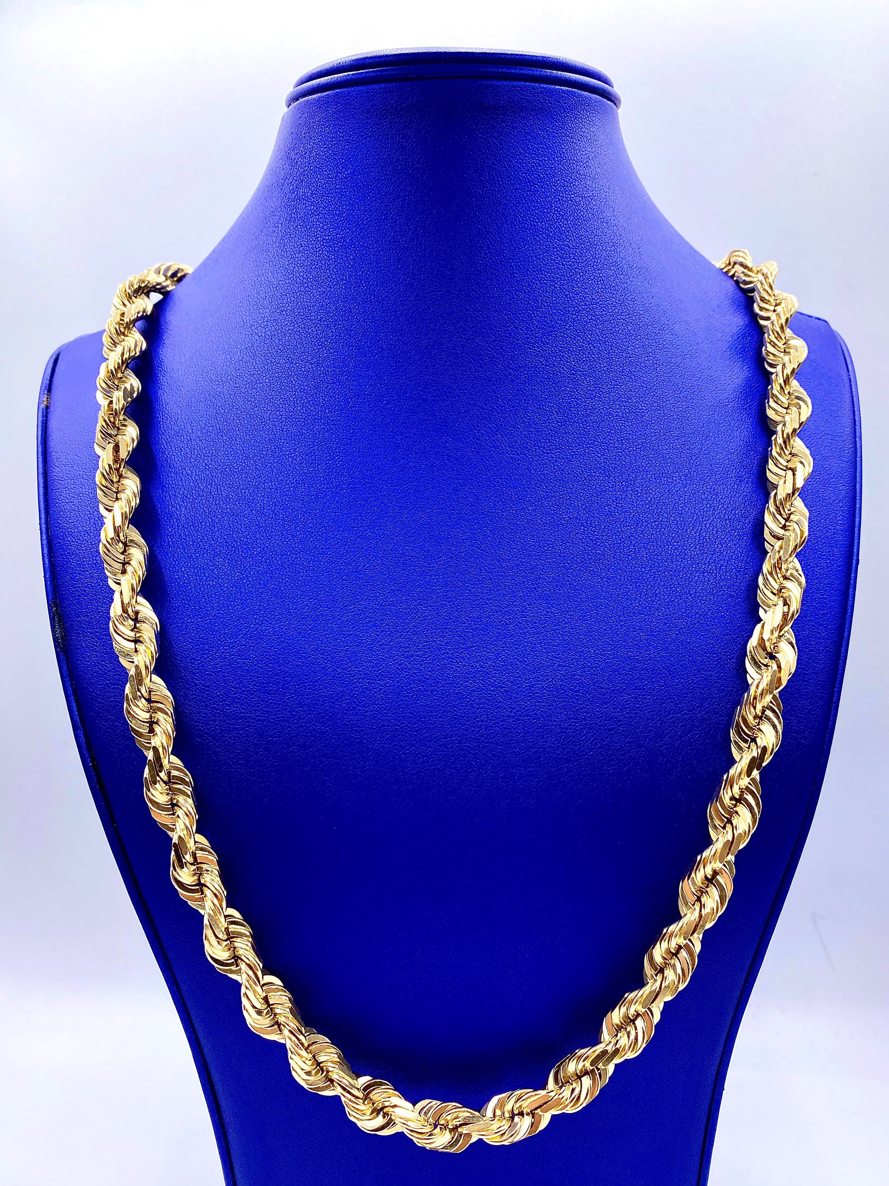 14k Solid Gold Rope Chain 10mm 26